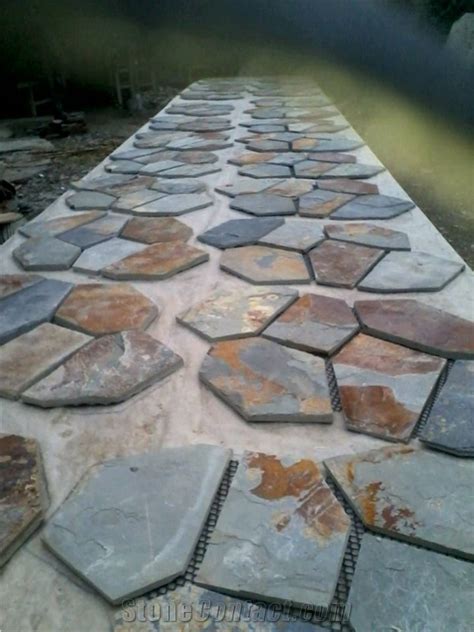 Rusty Slate Crazy Paving Slate Paving On Mesh Slate Net Paste