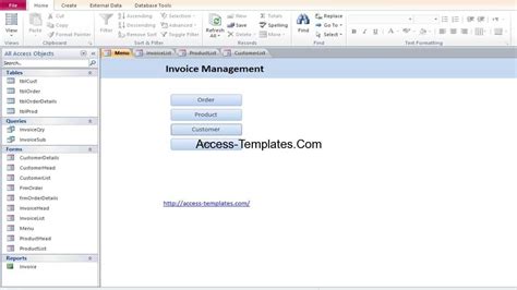 Microsoft Access Invoice Database Template Midi
