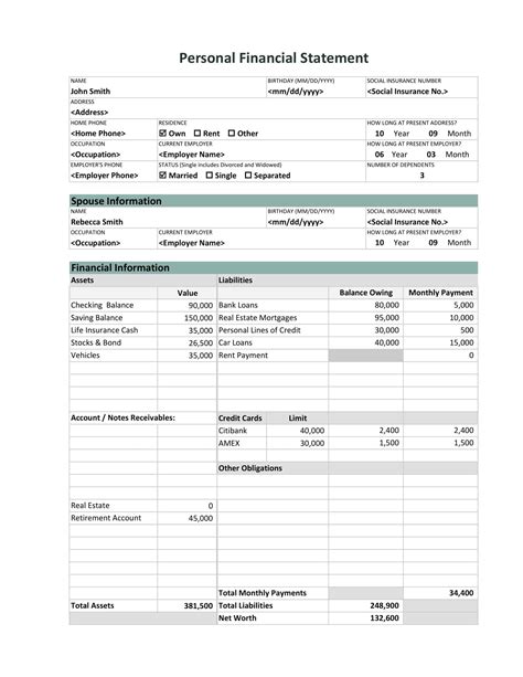 Free Printable Financial Statement Templates [pdf Word Excel]
