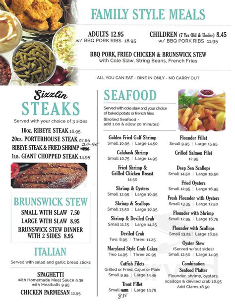 Bullocks Bar B Cue Menu In Durham North Carolina Usa