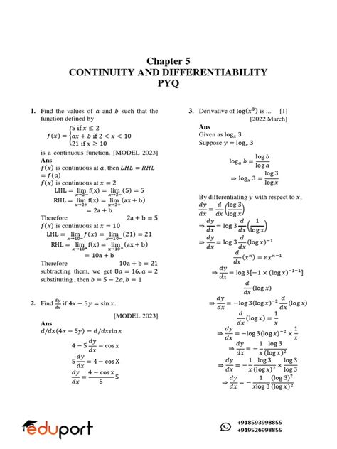 continuity and differentiability pyq 1 find the values of 3