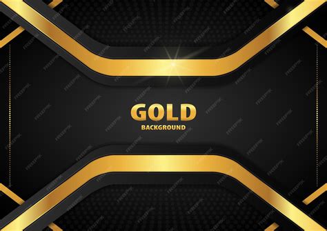 황금 추상 모양으로 고급 스러운 배경입니다 어두운 배경에 금색 테두리가 있는 금색 줄무늬 프리미엄 벡터