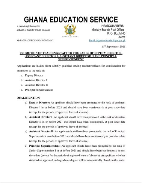 20252026 Ges Teaching Staff Promotion Application Portal Apply Here