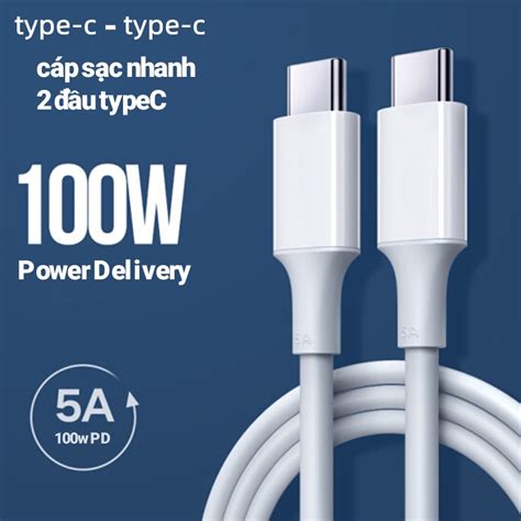 Cáp sạc 2 đầu type c 5A 100W dây sạc nhanh type c to type c cho điện thoại laptop máy tính