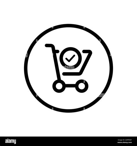 Shopping Cart Check Mark Commerce Outline Icon In A Circle Vector Illustration Stock Vector