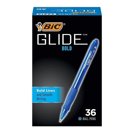 Bic Glide Bold Retractable Ball Pen Bold Point 1 6mm Blue