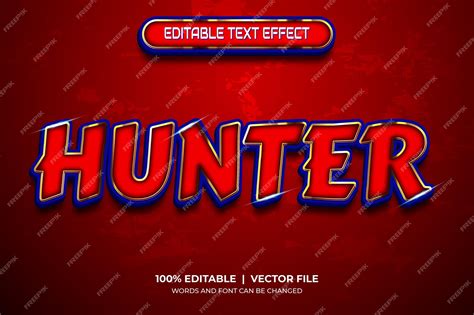 Premium Vector Editable Text Effect Hunter Red 3d Style Concept