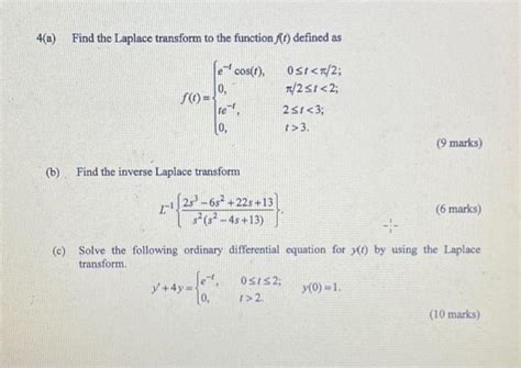 solved 4 a find the laplace transform to the function f t