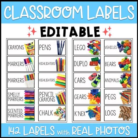 Editable Classroom Labels Complete Set School Supplies Math Loose