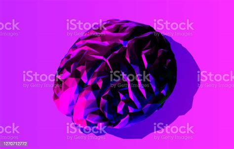 핑크 Bg에 다각형 뇌 관점 최고 보기 일러스트 3차원 형태에 대한 스톡 벡터 아트 및 기타 이미지 3차원 형태 개념 개념 기호 Istock