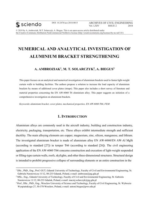 Pdf Numerical And Analytical Investigation Of Aluminium Bracket Strengthening