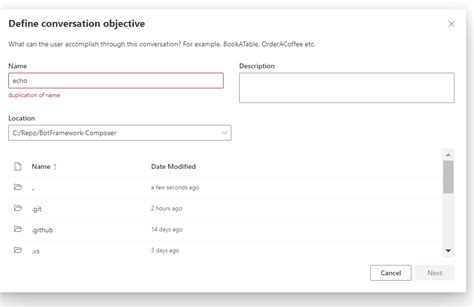 bot name issues in creating a new bot · issue 1445 · microsoft botframework composer · github