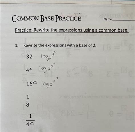 Solved Practice Rewrite The Expressions Using A Common Chegg Com
