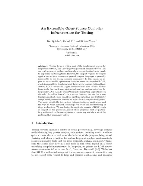 Pdf An Extensible Open Source Compiler Infrastructure For Testing