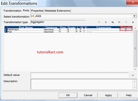 Informatica Transformations Create Aggregator Transformation