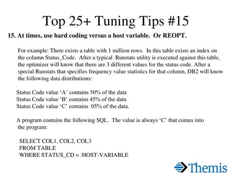 Ppt Top 25 Db2 Sql Tuning Tips For Developers Powerpoint