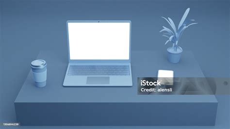 단색 3d 렌더링 사무실 장면 빈 화면이있는 노트북과 스마트 폰 모형으로 사용할 수 있습니다 노트북에 대한 스톡 사진 및 기타 이미지 Istock