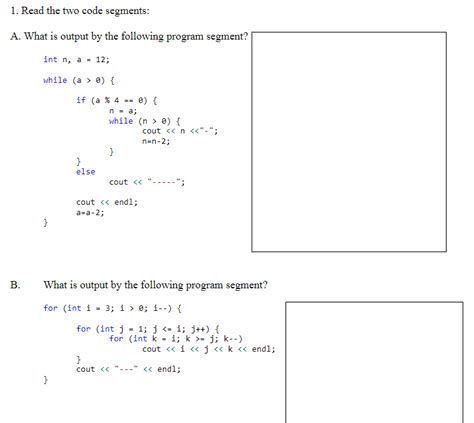 Solved Read The Two Code Segmentsa ﻿what Is Output By The