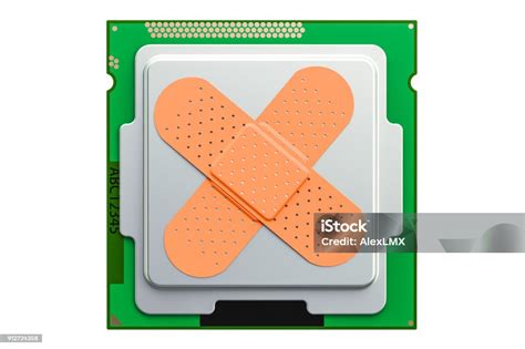 Cpu 프로세서 개념 3d에 고립 된 흰색 배경 렌더링에 대 한 패치 0명에 대한 스톡 사진 및 기타 이미지 0명 3차원