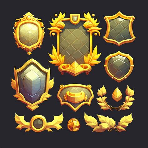 Premium Vector Precious Stones In Gold And Silver Frames In Medieval Style Badges With Star