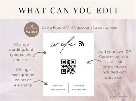 Wifi Qr Code For Airbnb Wifi QR Code Editable Canva Template Wifi Password Sign Qr Code Guest