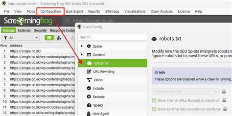Robots Txt File Testing With Screaming Frog Zorgle