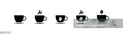 커피 아이콘이 있는 컵 실루엣 블랙 커피 콩 아이콘 컵 커피 컵 벡터 아이콘 0명에 대한 스톡 벡터 아트 및 기타 이미지 0명 갈색 검은색 Istock