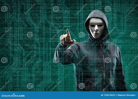 Dangerous Hacker Over Abstract Digital Background With Binary Code
