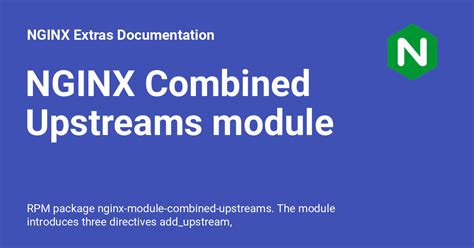 Nginx Combined Upstreams Module Nginx Extras Documentation