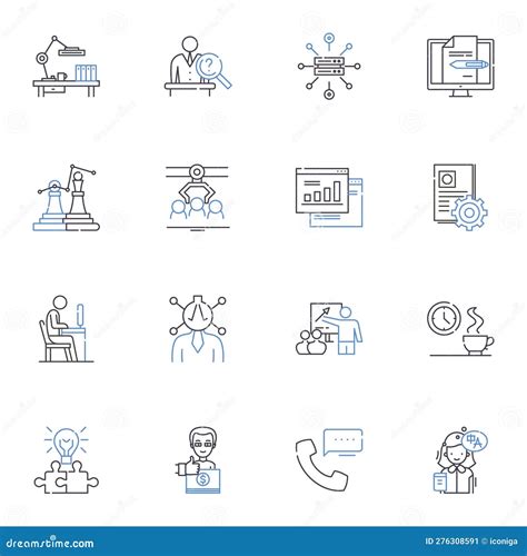 Work Management Line Icons Collection Productivity Efficiency