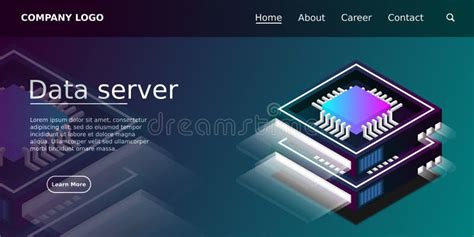 Server Room Banner Web Hosting And Processing Of Big Data Concept Isometric Vector