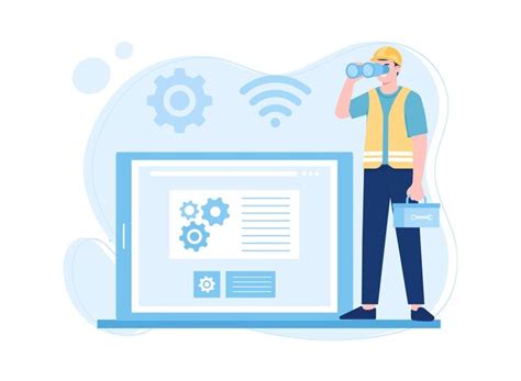 Premium Vector A Man Is Checking A Device For Repairs Trending Concept Flat Illustration