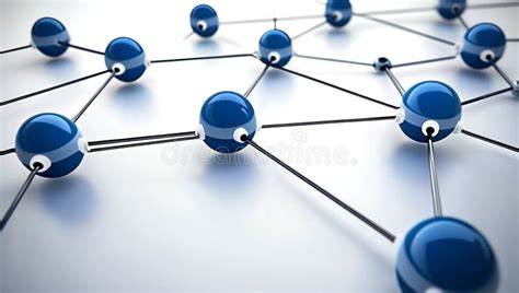 Abstract Network Of Blue Spheres Connected By Black Lines Stock