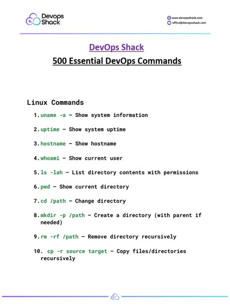 Devops Shack 500 Essential Devops Commands Pdf Command Line