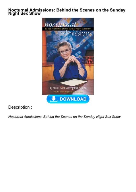 Read ⚡ebook Nocturnal Admissions Behind The Scenes On The Sunday