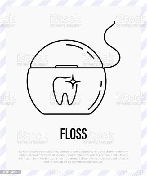치아 청소를위한 치실 치과 위생 얇은 선 아이콘 벡터 일러스트레이션 건강관리와 의술에 대한 스톡 벡터 아트 및 기타 이미지