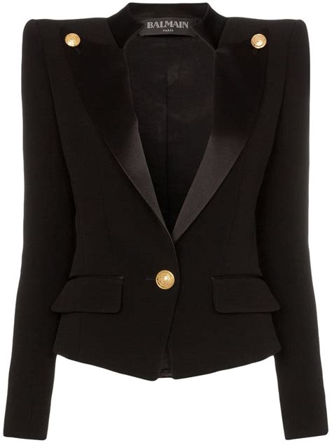 Balmain Pointed Smoking Collar Jacket In Black Modesens Chamarra