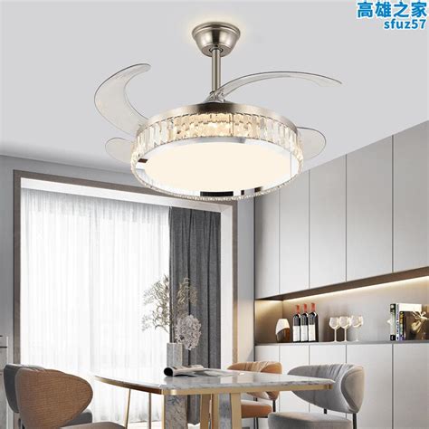 吊扇燈隱形風扇燈餐廳帶燈電風扇家用客廳臥室燈扇一體電扇吊燈 露天市集 全台最大的網路購物市集