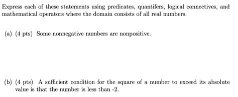 Solved Express Each Of These Statements Using Predicates