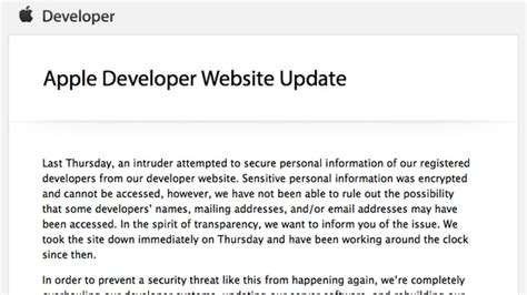 Apple Developer Center Hacked Some Developer Info May Have Been