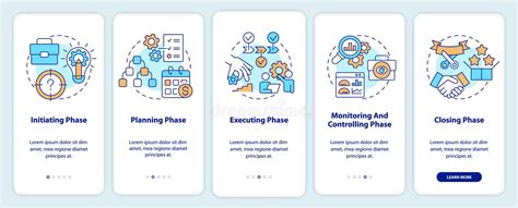 Phases Of Project Management Onboarding Mobile App Screen Stock Illustration Illustration Of
