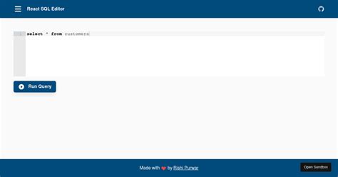 React Sql Editor View Codesandbox