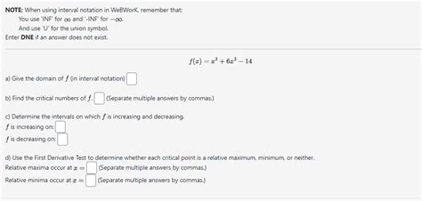 Solved Note When Using Interval Notation In Webwork