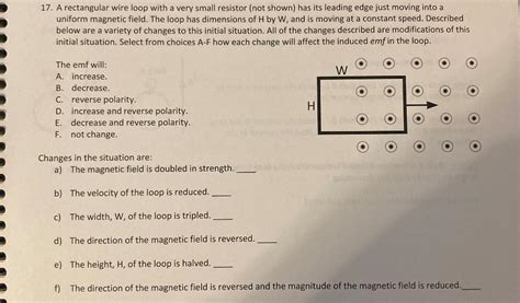 Solved 17 A Rectangular Wire Loop With A Very Small