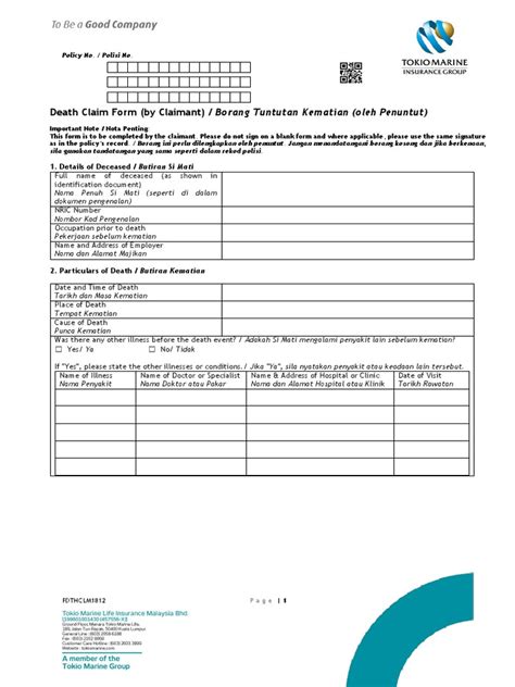 Death Claim Form 201812 Final Version Pdf