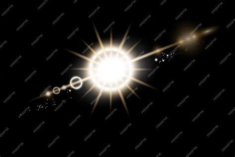 검은 배경 벡터 일러스트 레이 션에 골드 햇빛 플레어 재고 이미지 Eps 10 프리미엄 벡터