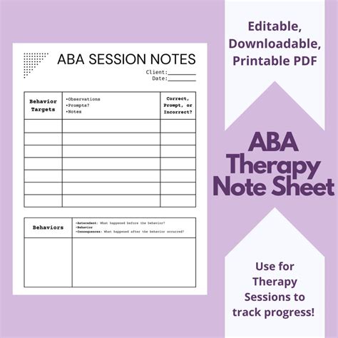 Aba Therapy Notes Behavior Technician Behavior Analyst Note Sheets