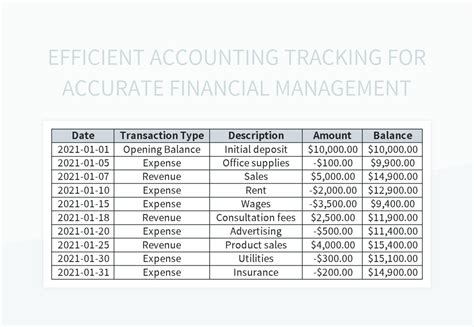 Efficient Accounting Tracking For Accurate Financial Management Excel