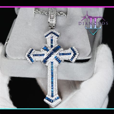 Blue Diamond Cross Pendant Big Blue Diamond Cross Pendant Lab