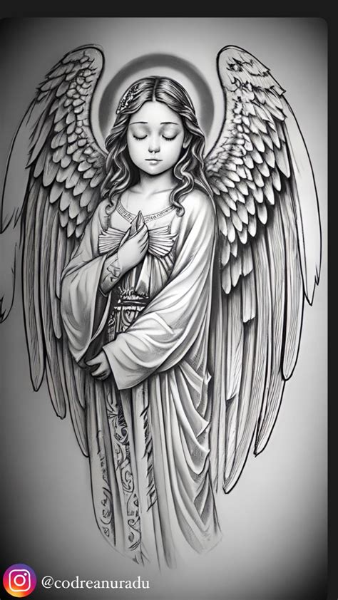 Angel Tattoo Sketch Guardian Angel Tattoo Drawing Angels Tattoo Designs